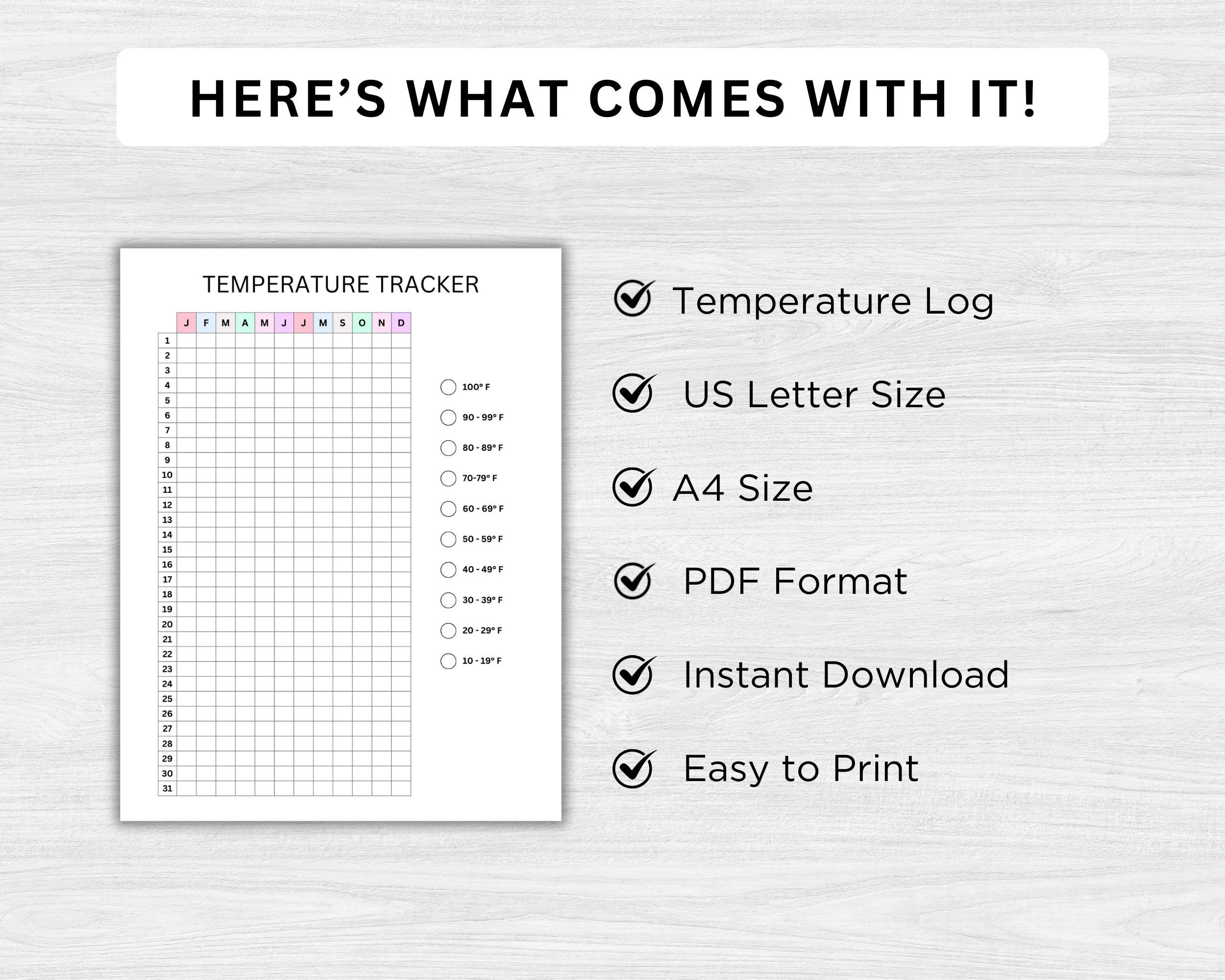Temperature Log Bundle. Printable Temperature Tracker. Weather Tracker ...
