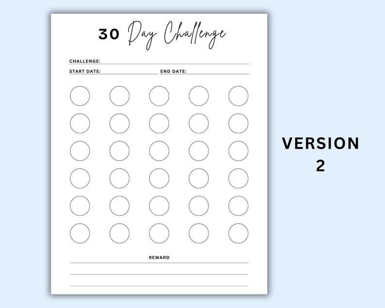 PRINTABLE 30 Day Challenge Goal Tracker. Goal Setting. Fitness ...