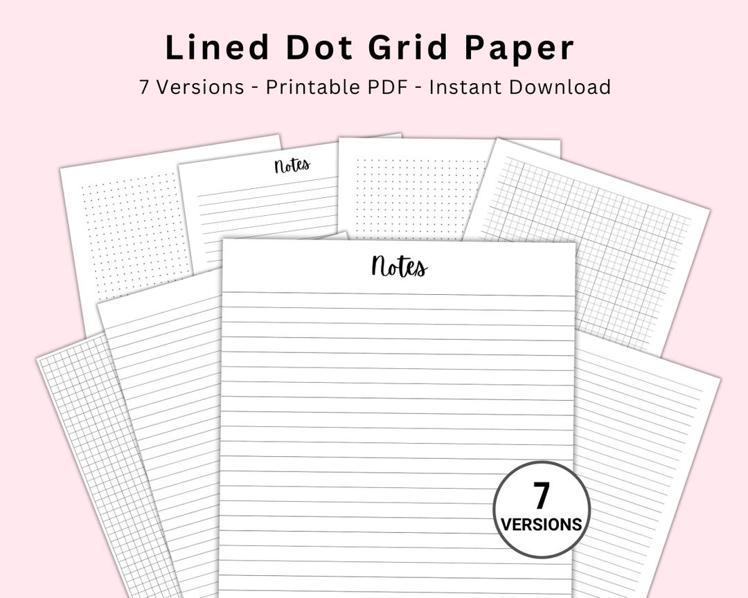 Lined Dot Grid Paper Printable PDF | Blank College Note Taking ...