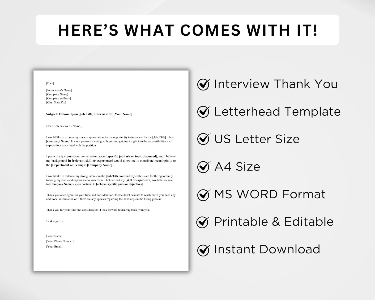 Professional Interview Thank You Letter Template | Follow-up Letter ...