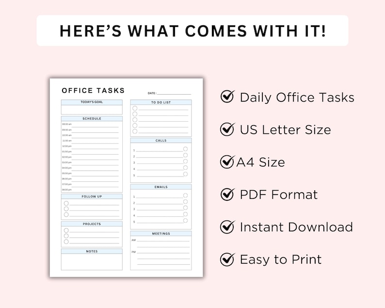Printable Office Tasks. Office Planner. Office To-do List. Daily Office ...