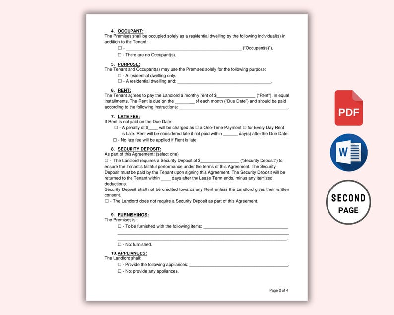 Editable Rental Agreement Templates. Printable Rental Agreements Form ...