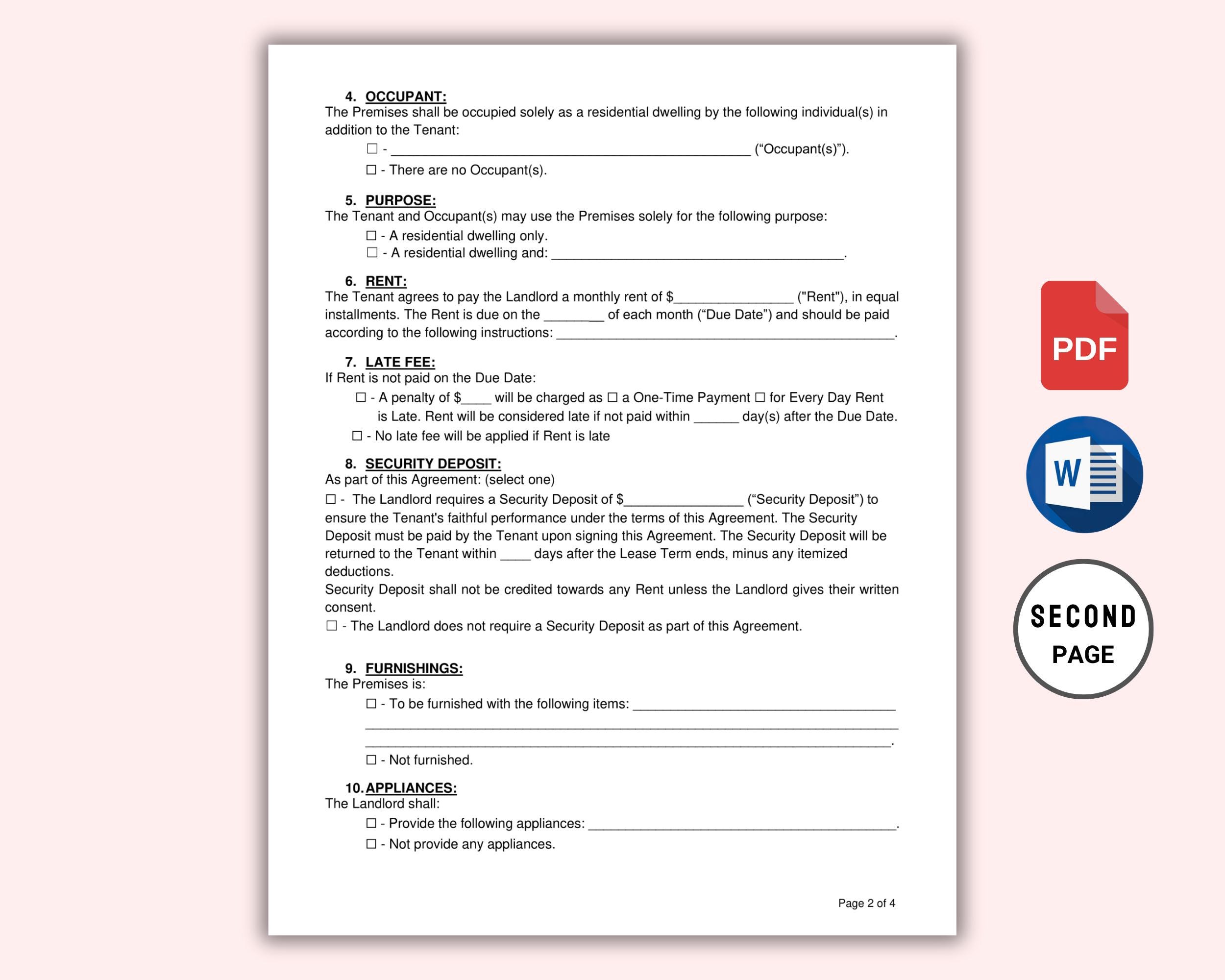 Editable Rental Agreement Templates. Printable Rental Agreements Form ...
