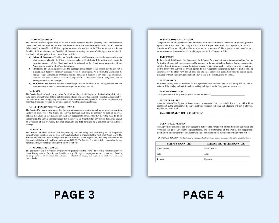 Lawn Care Service Agreement Template Printable, Landscaping Service ...