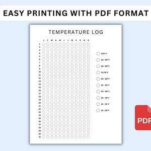 Temperature Log Printable, Temperature Tracker, Daily Weather Tracker ...