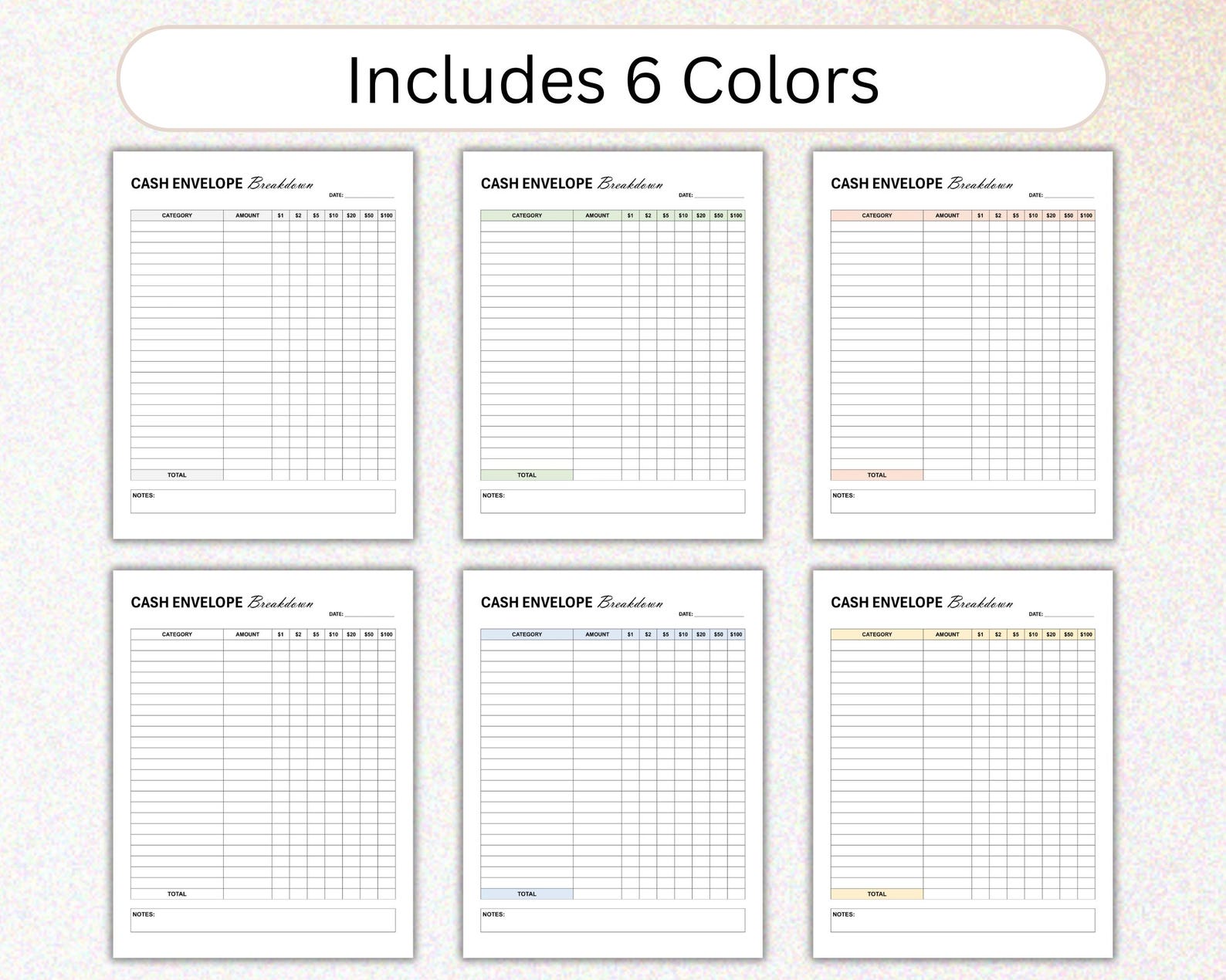 Editable Cash Envelope Breakdown Tracker | Sinking Fund Printable ...
