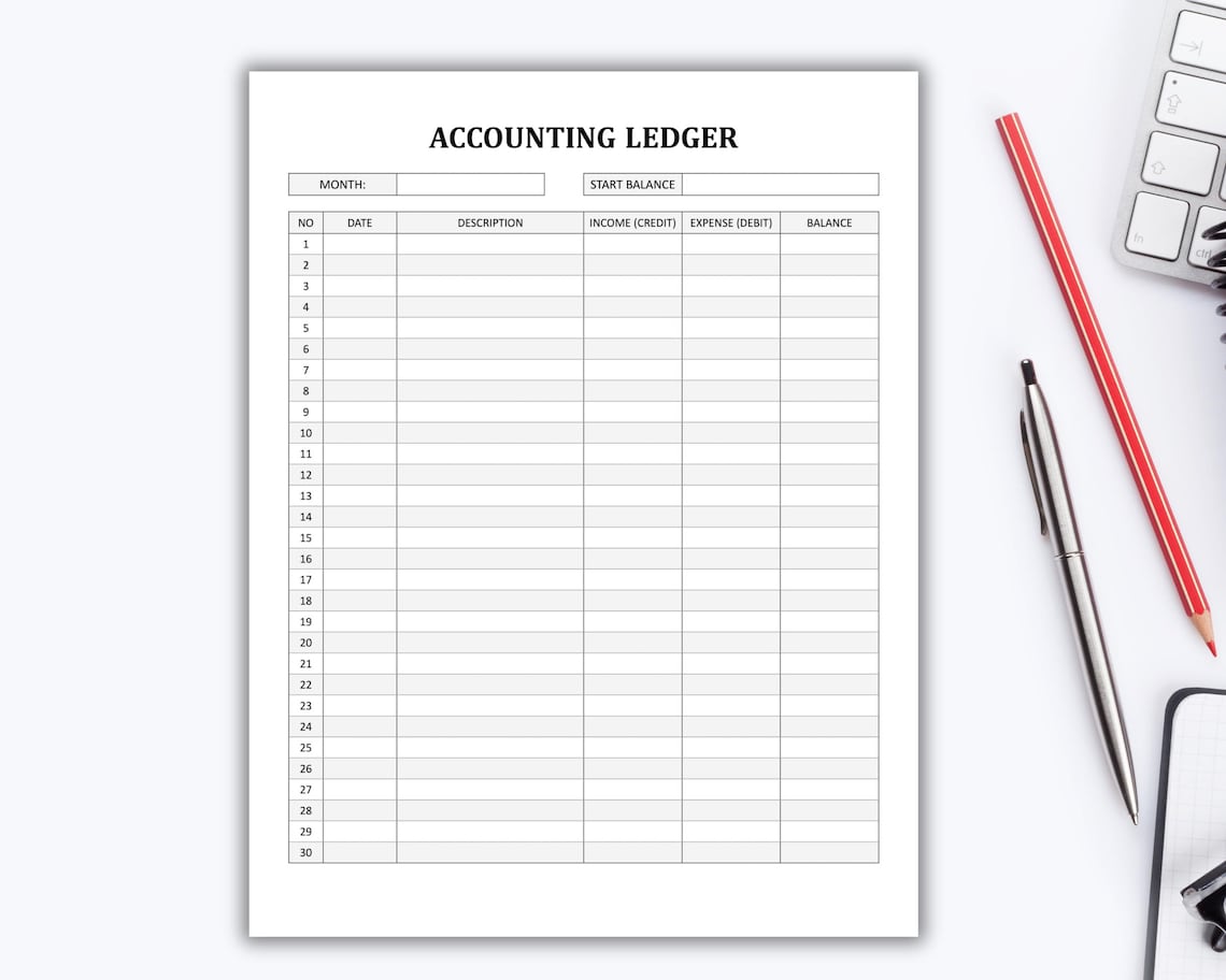 Accounting Ledger Printable, General Ledger, Expense Tracker, Small ...