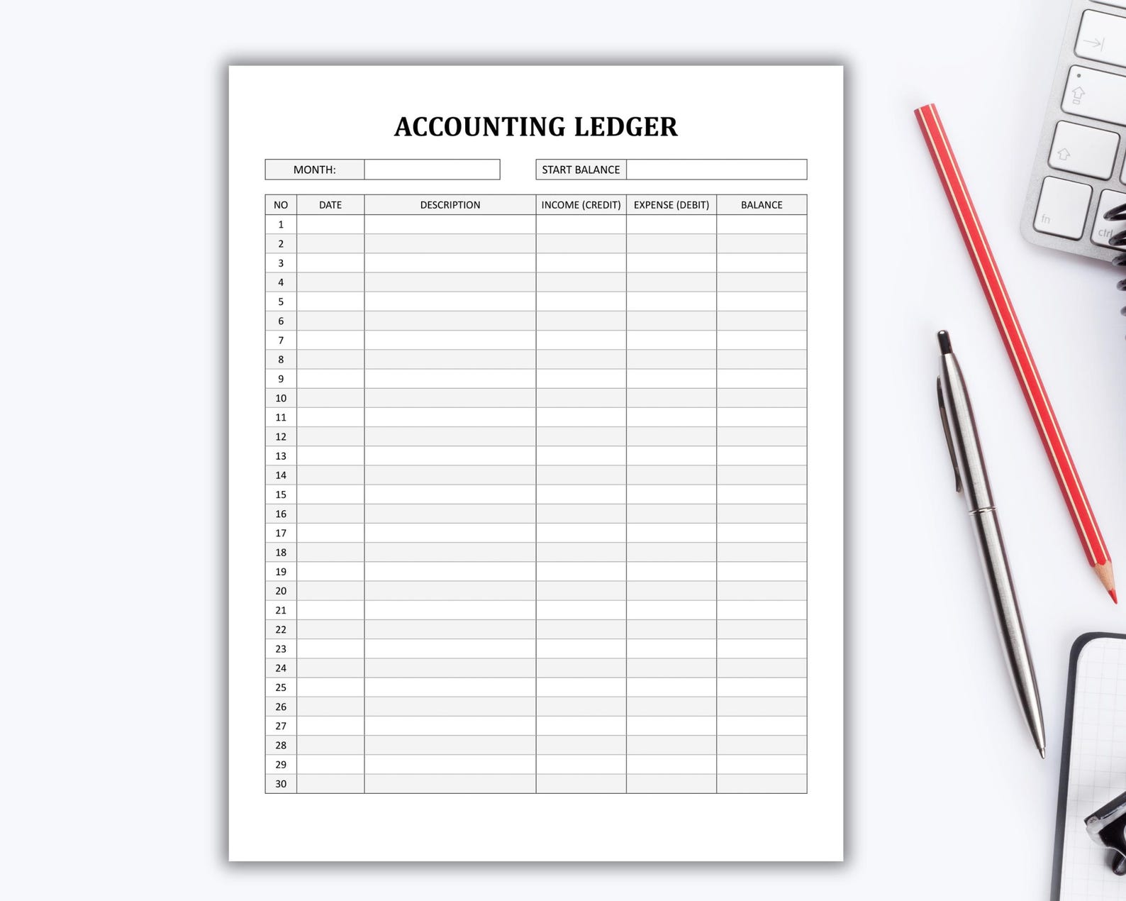 Printable Accounting Ledger: General Ledger, Expense Tracker (PDF, Word ...