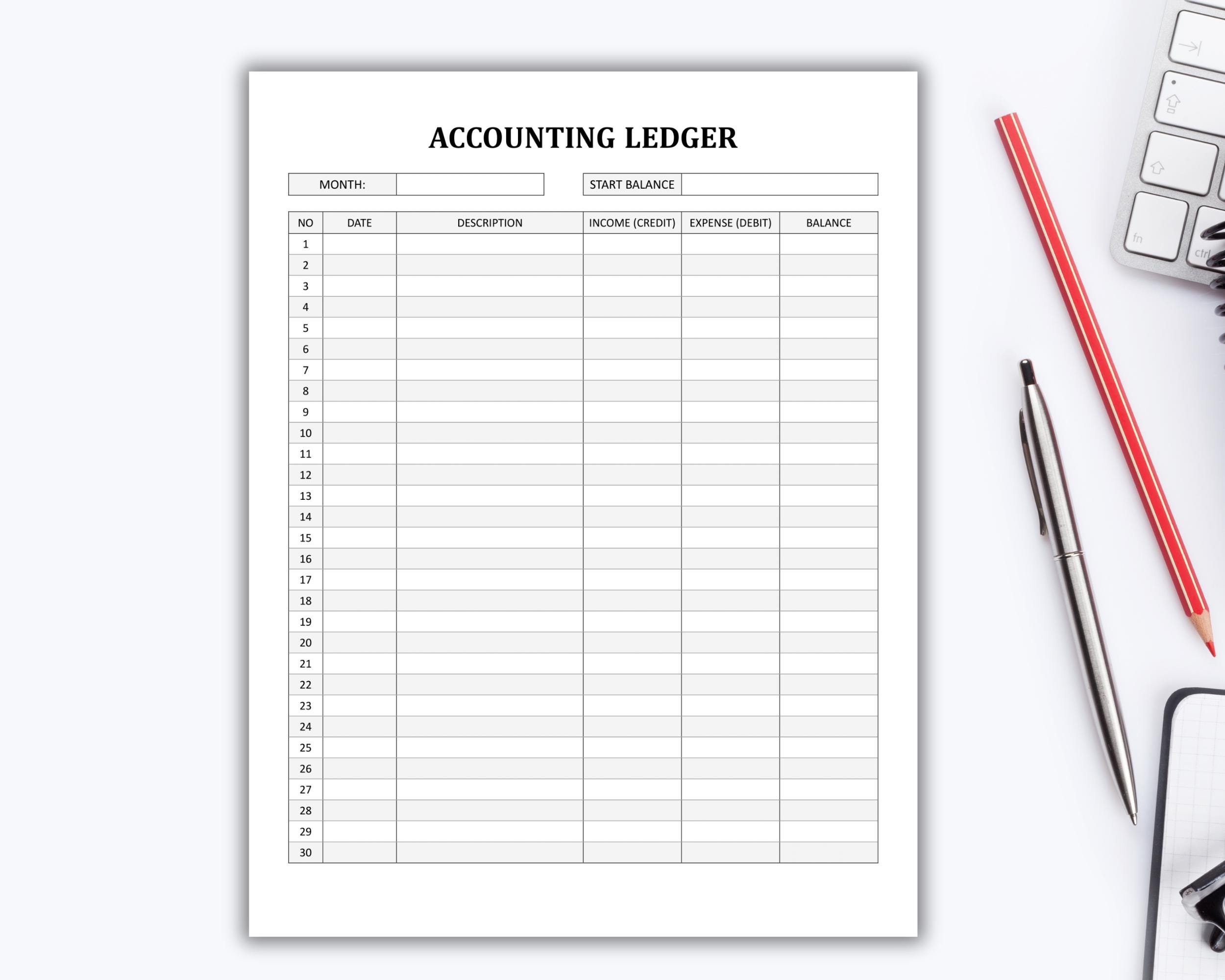 Printable Accounting Ledger: General Ledger, Expense Tracker (PDF, Word) - Etsy