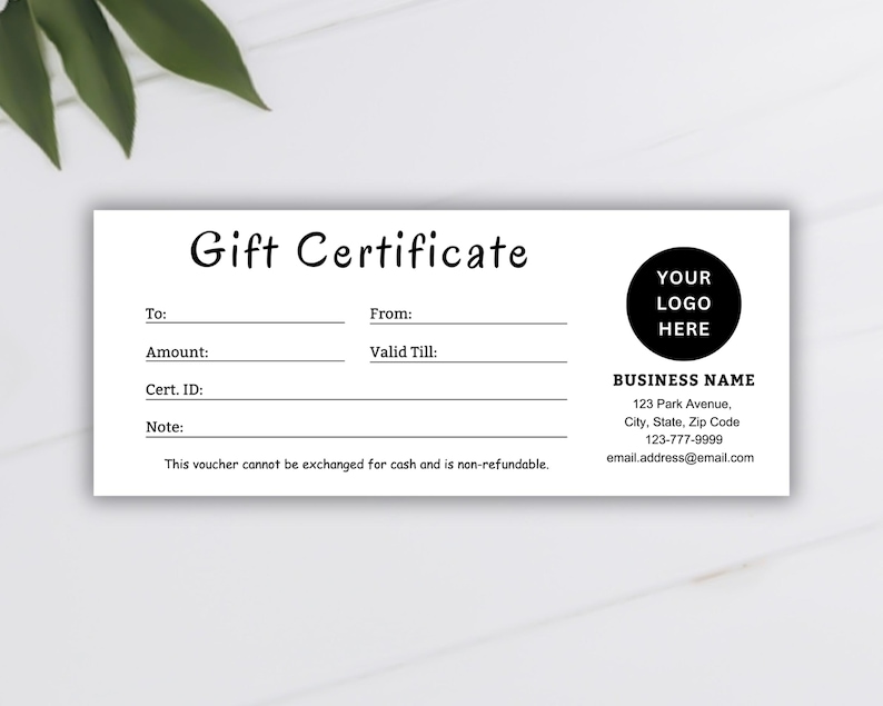 Printable Gift Card, Blank Gift Certificate, Gift Certificate Printable ...