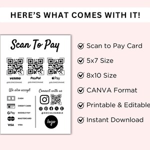 Scan to Pay Sign QR Code Sign Template Editable Canva. Printable ...