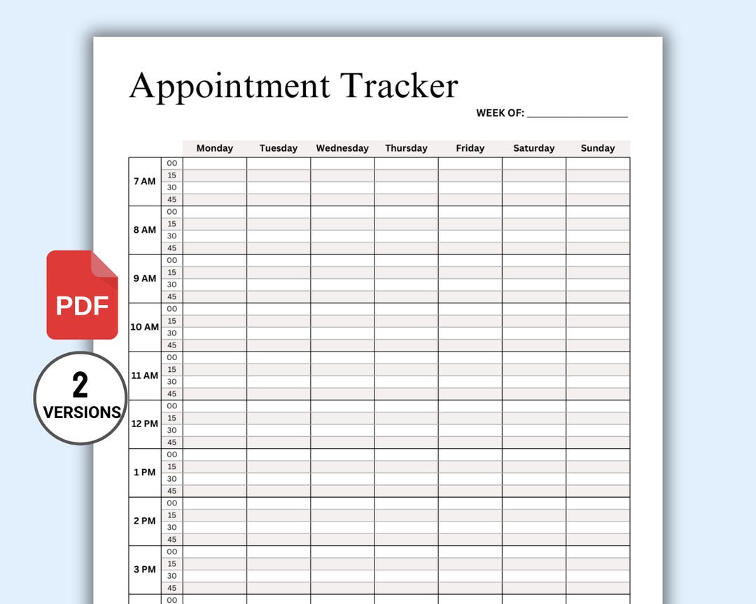 Appointment Tracker Printable. Small Business Therapist Appointments ...