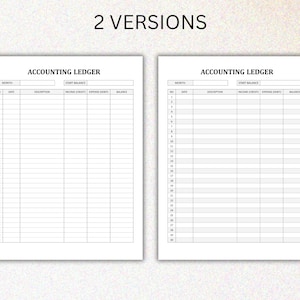 Printable Accounting Ledger: General Ledger, Expense Tracker (PDF, Word ...