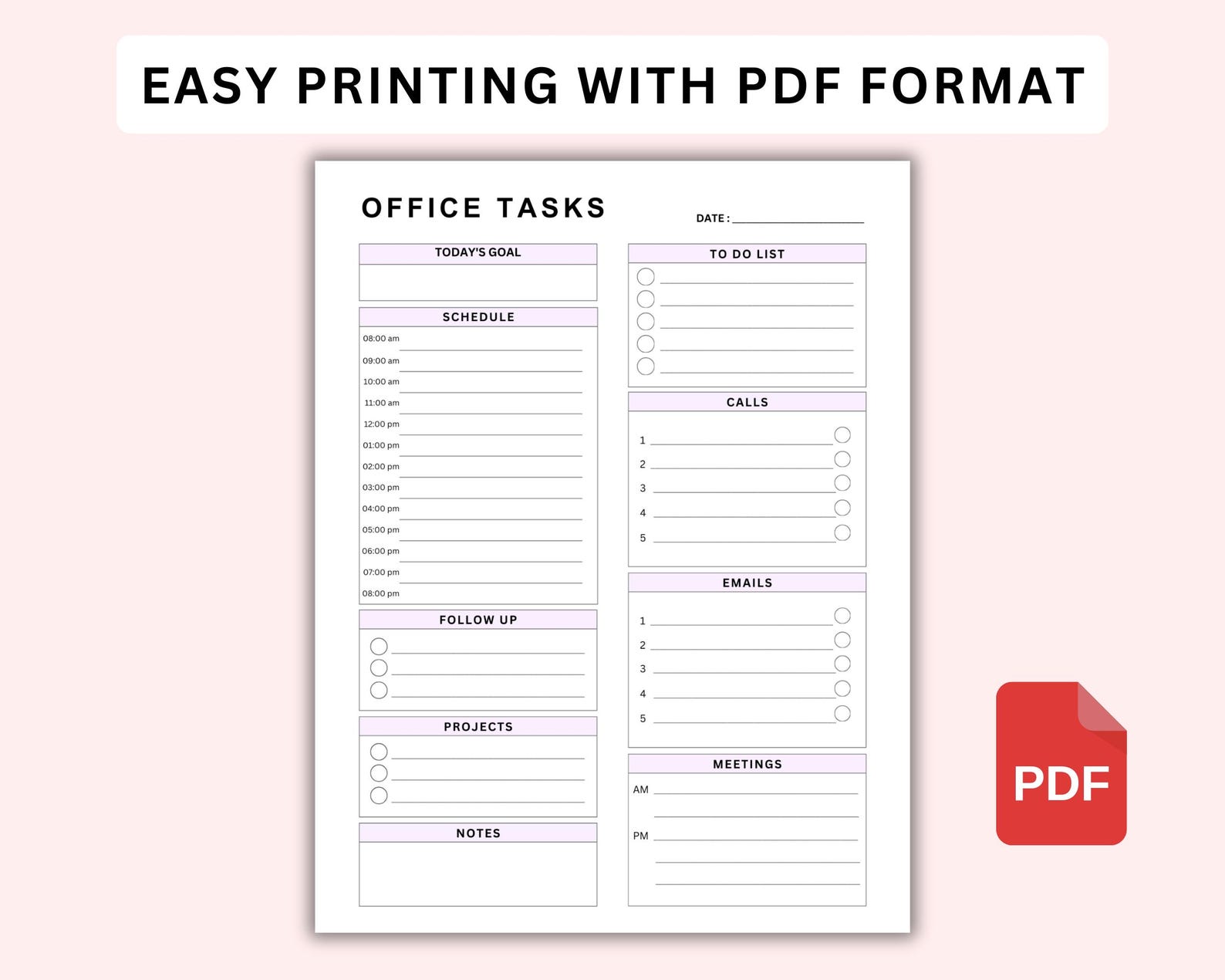 Printable Office Tasks. Office Planner. Office To-do List. Daily Office ...