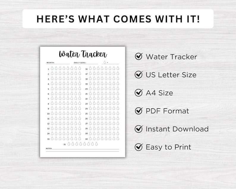 Hydration Log Printable | Monthly Water Intake Tracker | Wellness ...