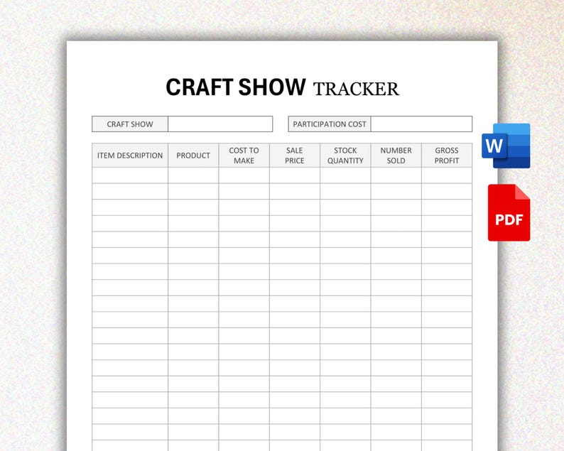 Printable Craft Show Tracker. Craft Show Order Form. Craft Fair ...