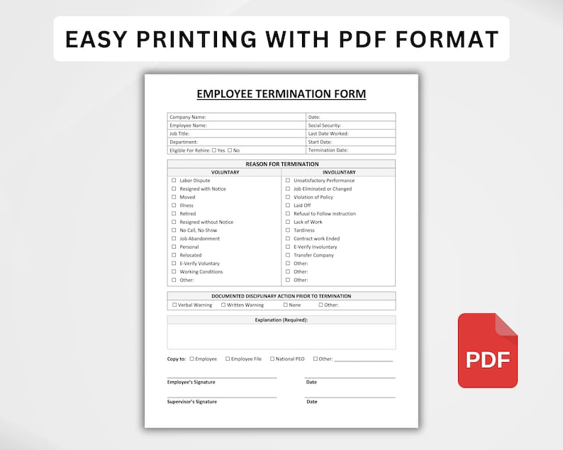 Editable Employee Termination Form. Employee Termination Form Terminate ...