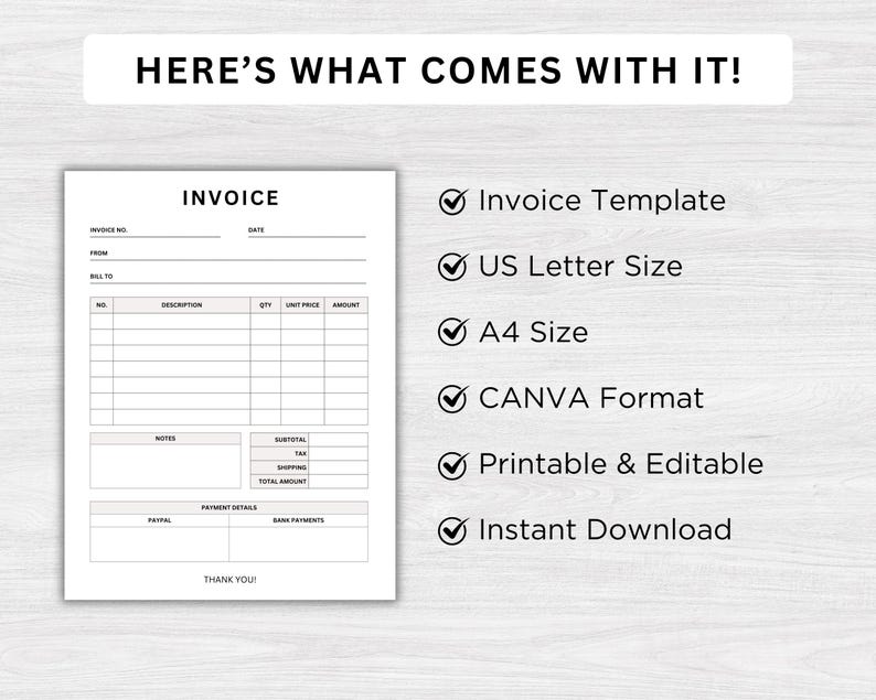 Editable Blank Invoice Template Canva Printable Professional Business ...