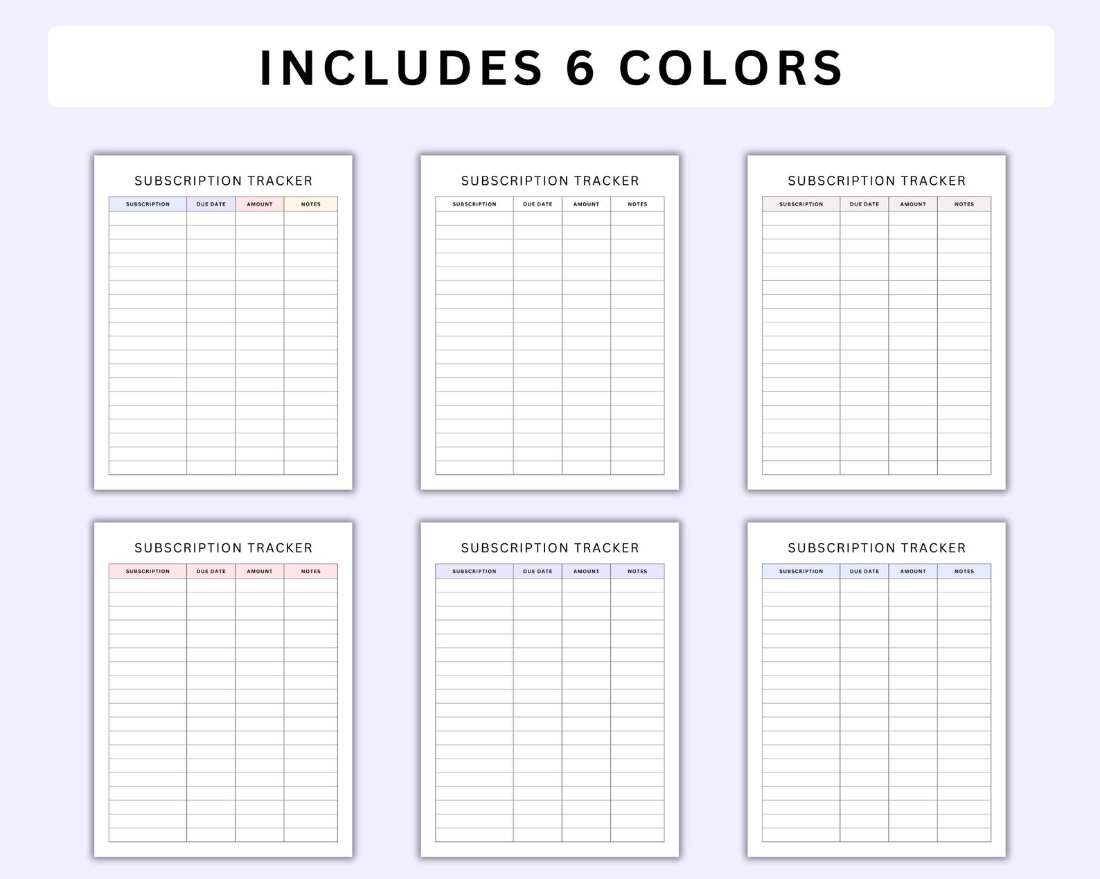 Printable Subscription Tracker Log. Membership Tracking. Monthly ...