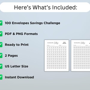 100 Envelope Challenge Printable. Money Savings Challenge. Savings ...