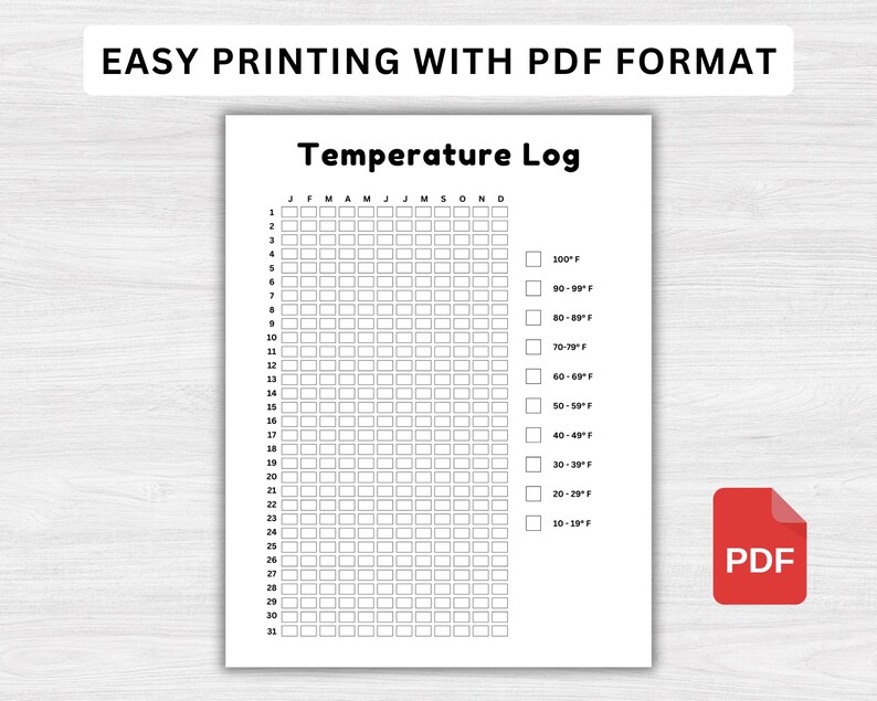 Printable Temperature Log | Weather Monitoring Sheet | PDF Climate ...