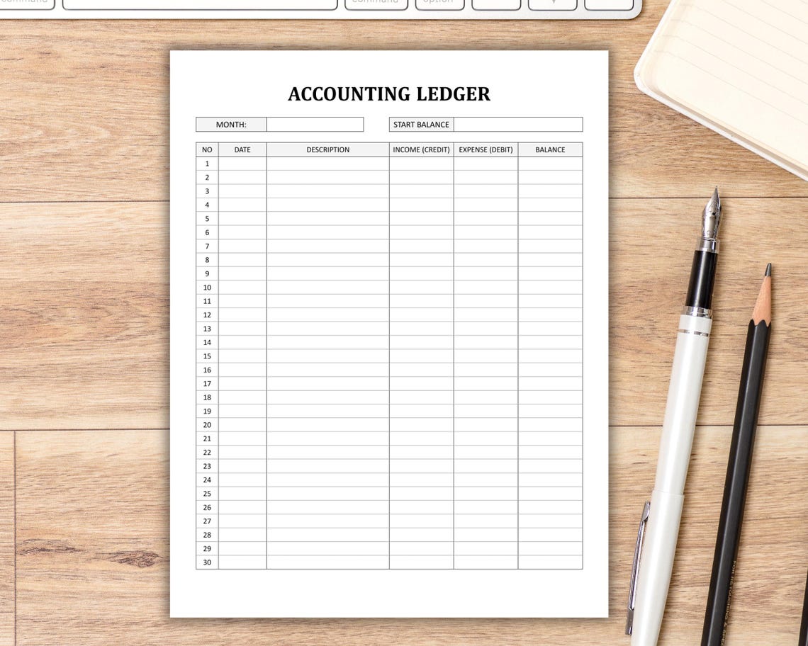 Accounting Ledger Printable, General Ledger, Expense Tracker, Small ...