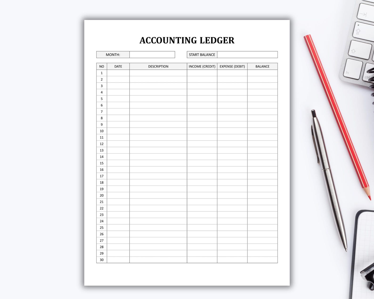 Printable Accounting Ledger, Small Business Expense Tracker, General ...