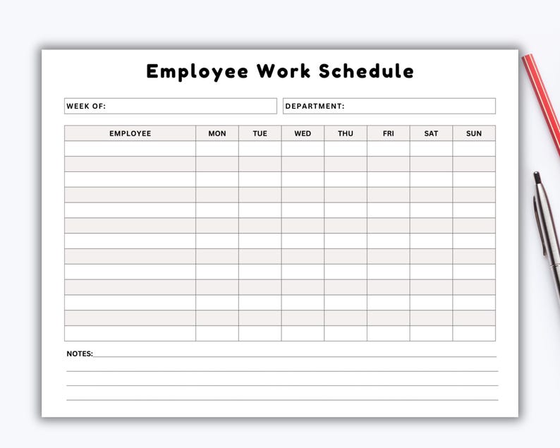 Employee Work Schedule, Employee Work Schedule Template, Employee ...
