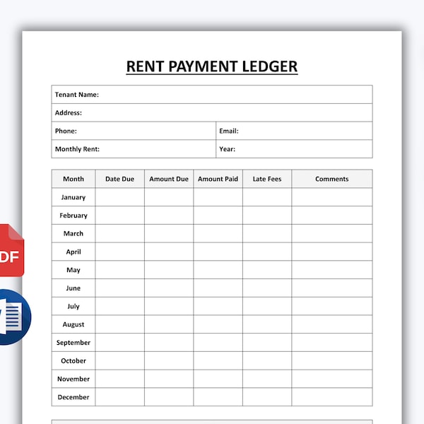 Printable Rent Payment Ledger - Etsy