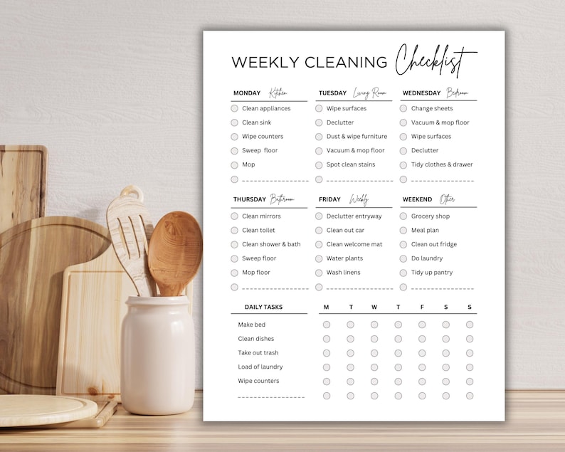 Weekly Cleaning Schedule. Cleaning Checklist. Cleaning to Do List ...