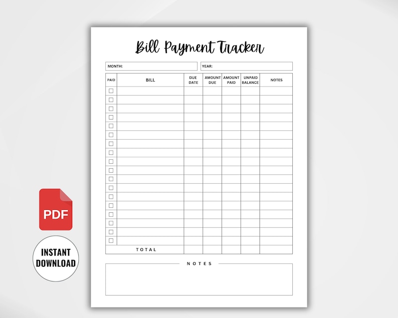 Monthly Bill Organizer Printable, Budget & Expense Tracker, Bill ...