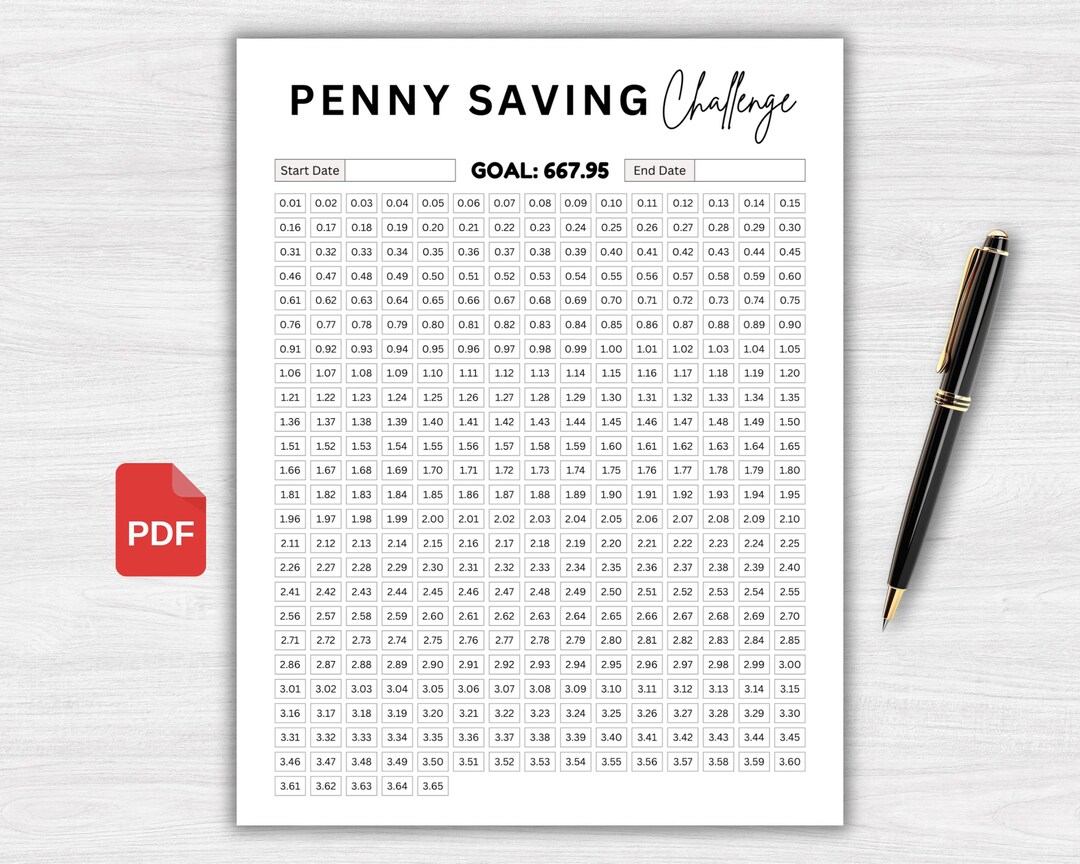 Penny Savings Challenge Printable | One Penny Saving Challenge | Penny ...
