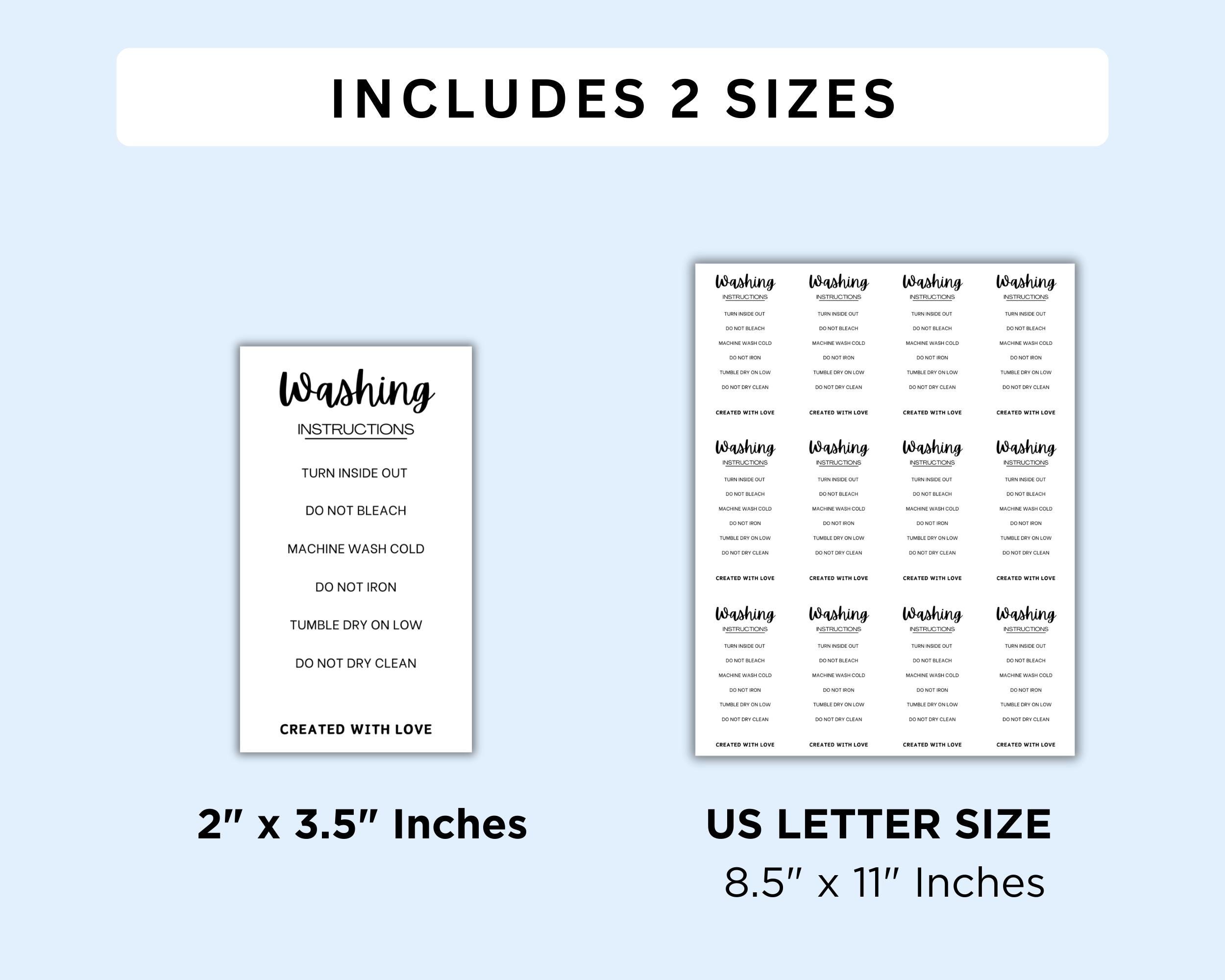 Printable Washing Instructions Card | Clothing Care Card for Shirt ...