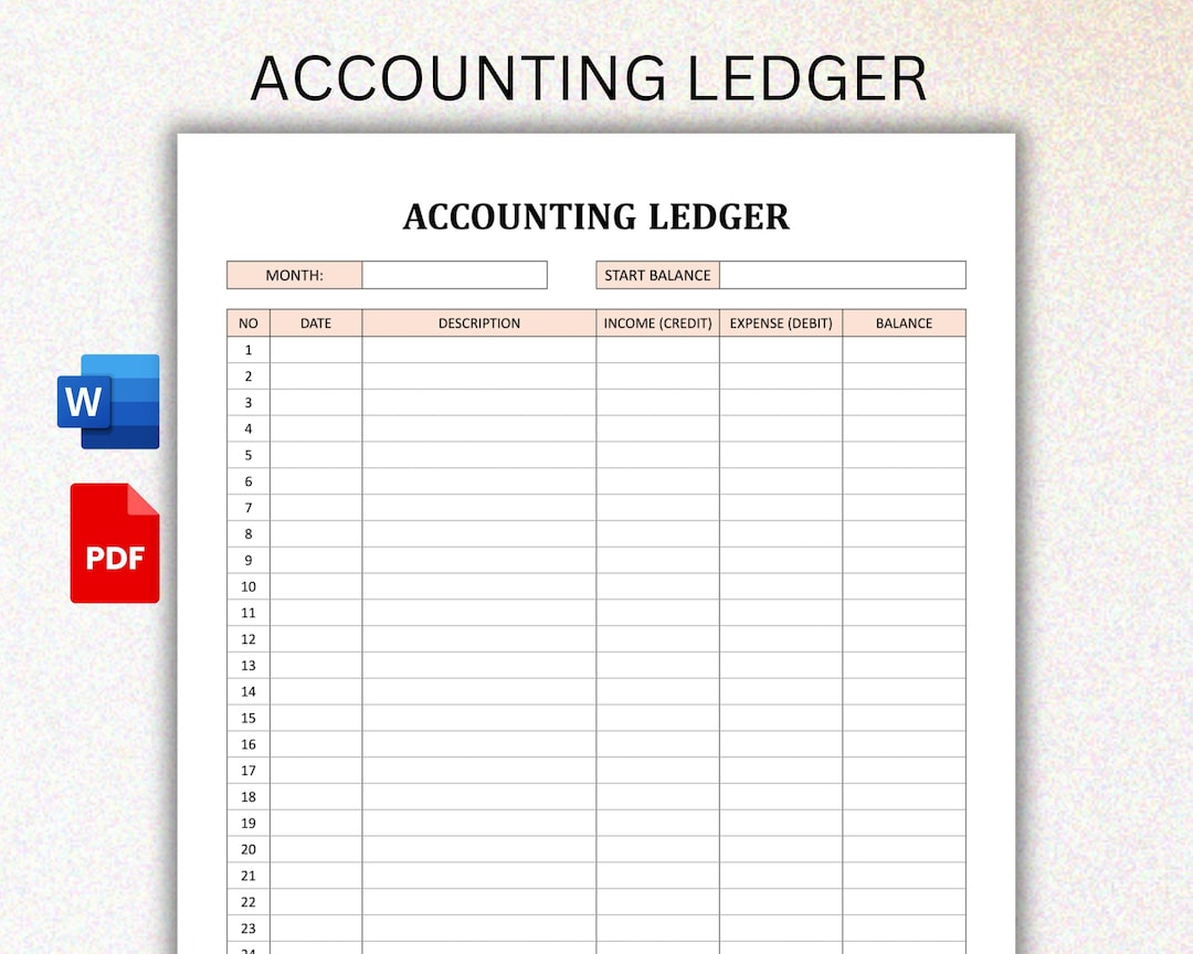 Printable Accounting Ledger, Small Business Expense Tracker, General ...
