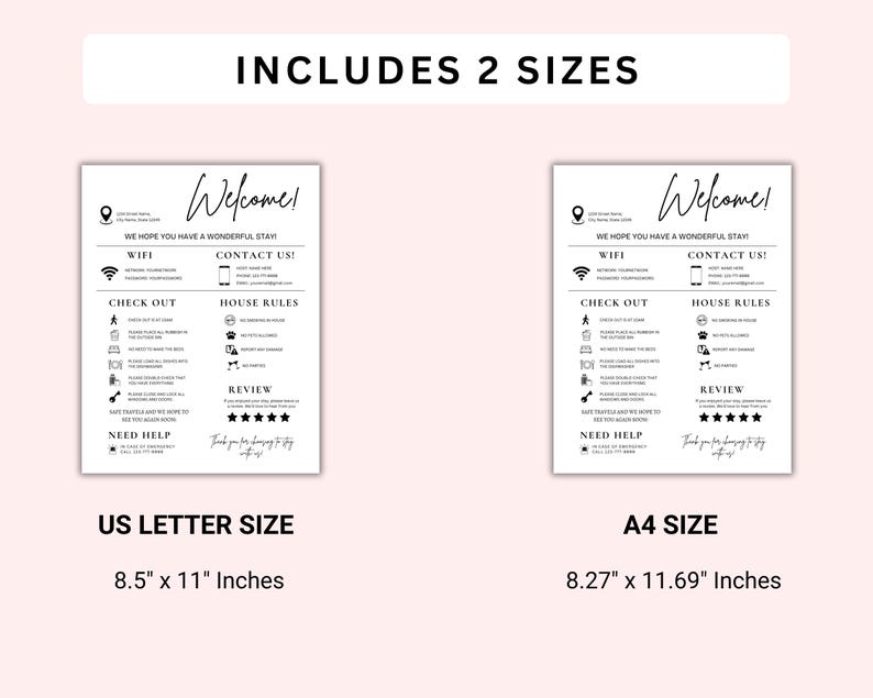 Editable Welcome Sign Airbnb Hosts, Vacation Rental Printable, Guest ...