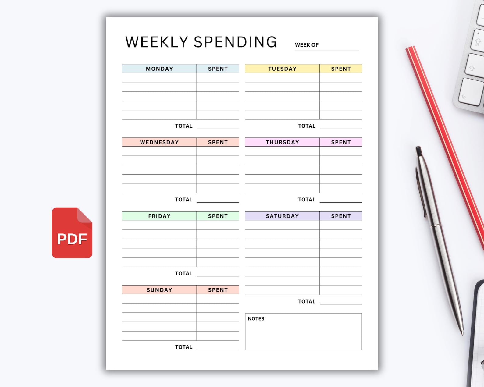 Weekly Spending Tracker Printable, Spending Log, Finance Tracker ...