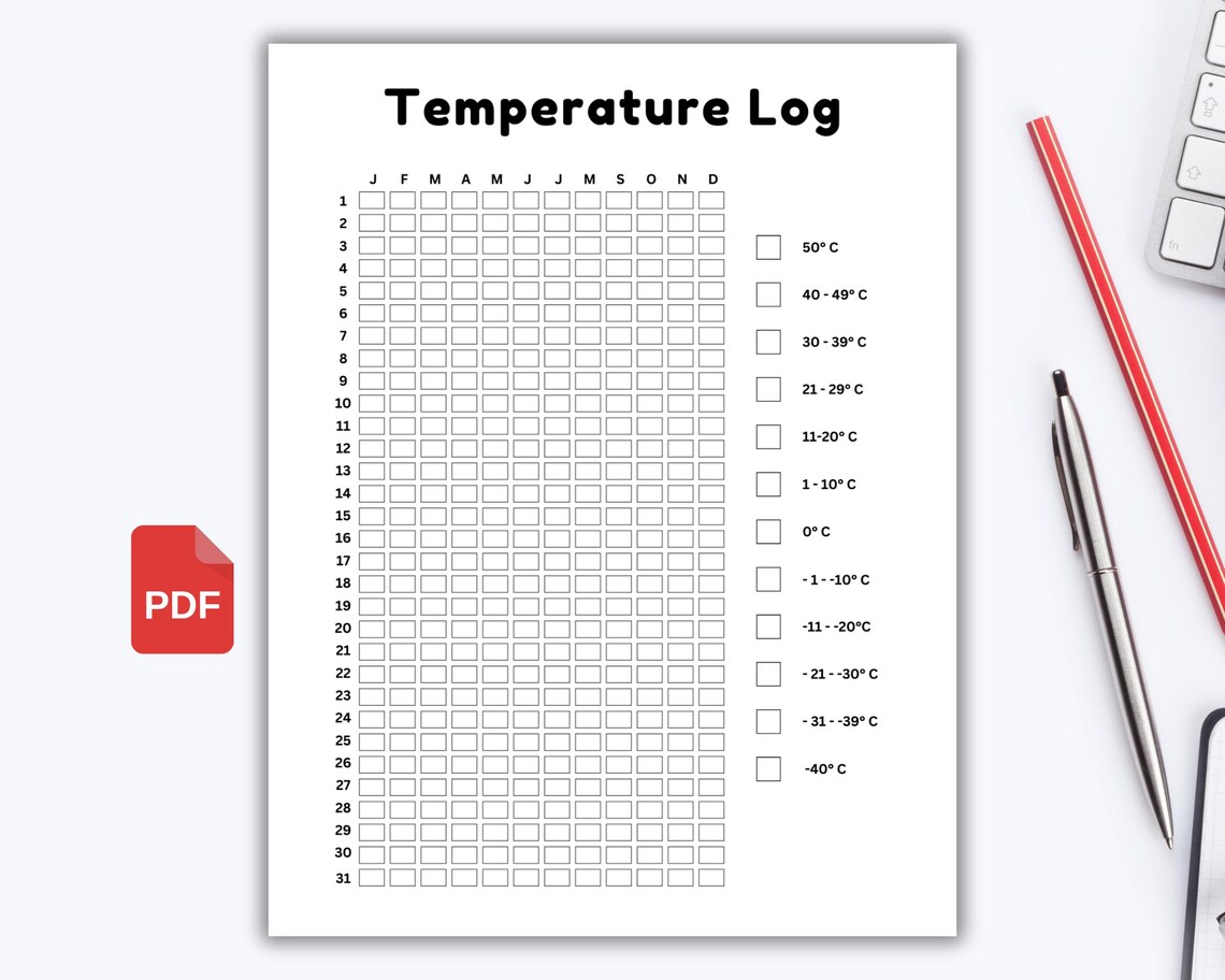 Printable Temperature Log | Weather Monitoring Sheet | PDF Climate ...
