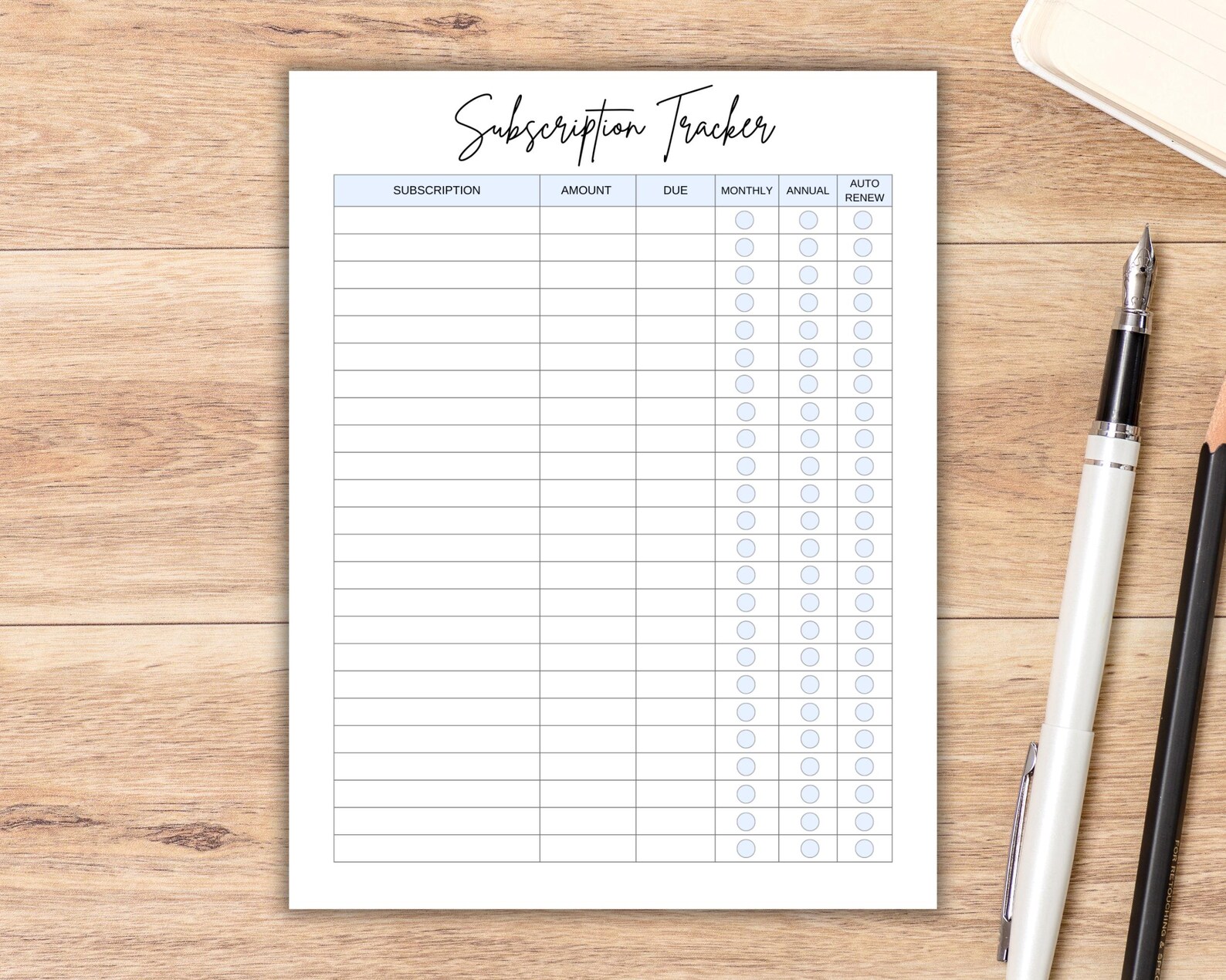 Subscription Tracker Printable | Membership & Account Log | Monthly ...