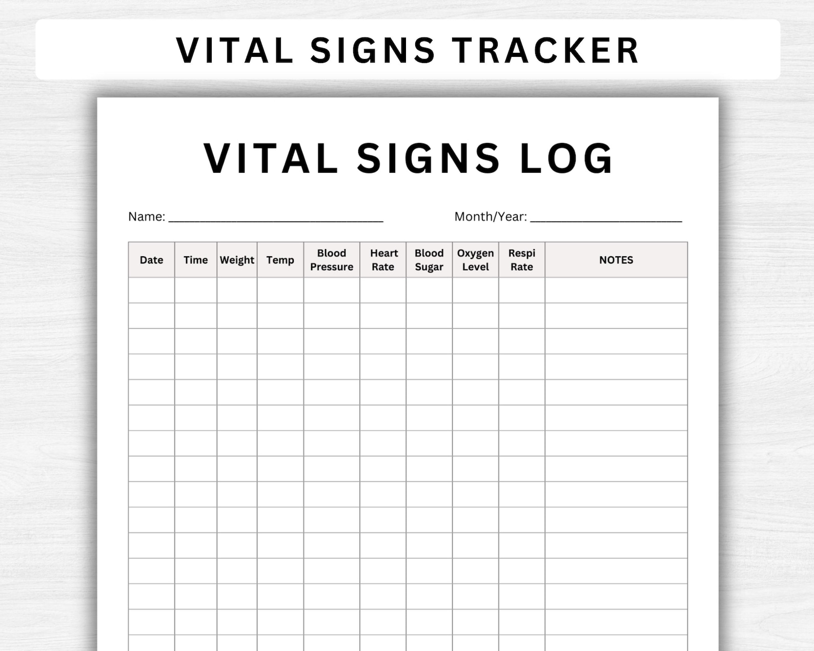 Vital Signs Tracker Printable. Vital Signs Sheet. Nursing Vitals Sheet ...