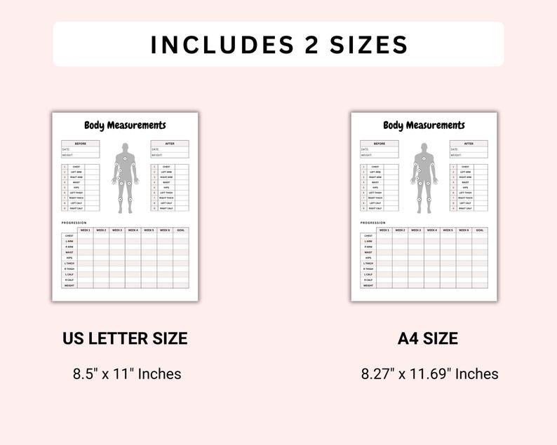 Body Measurements Tracker Printable | Fitness Tracker | Workout Tracker ...