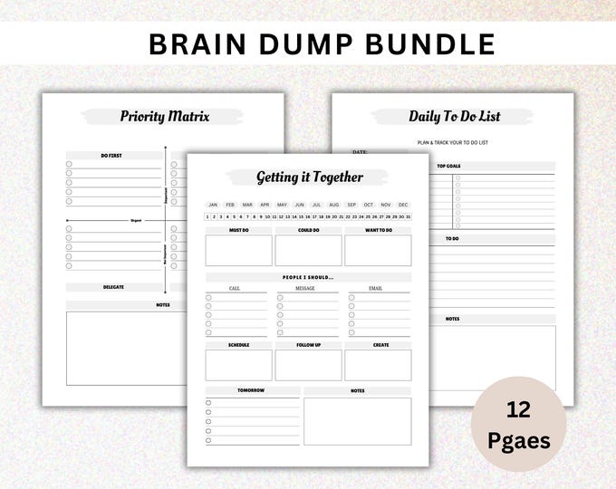Brain Dump | ADHD Daily Planner | Productivity | Priority Matrix ...