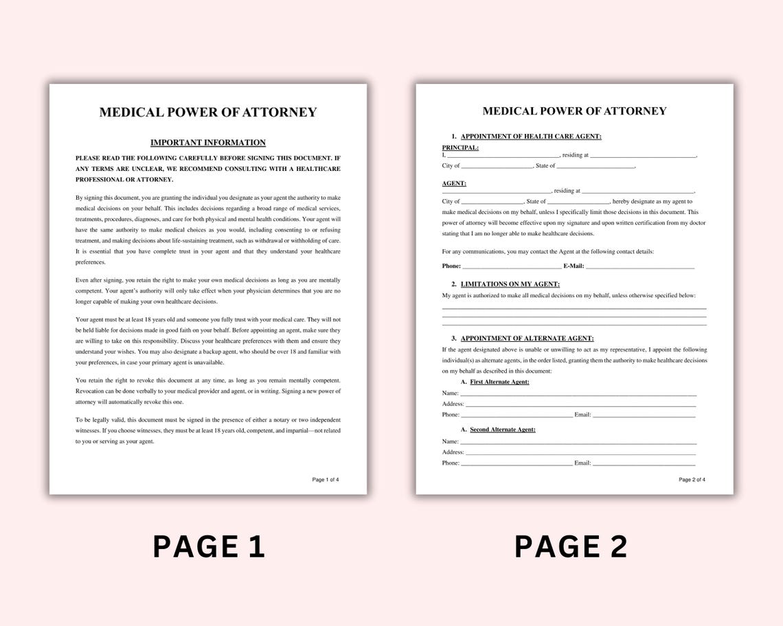 Medical Power of Attorney Template Printable, Medical Power of Attorney ...