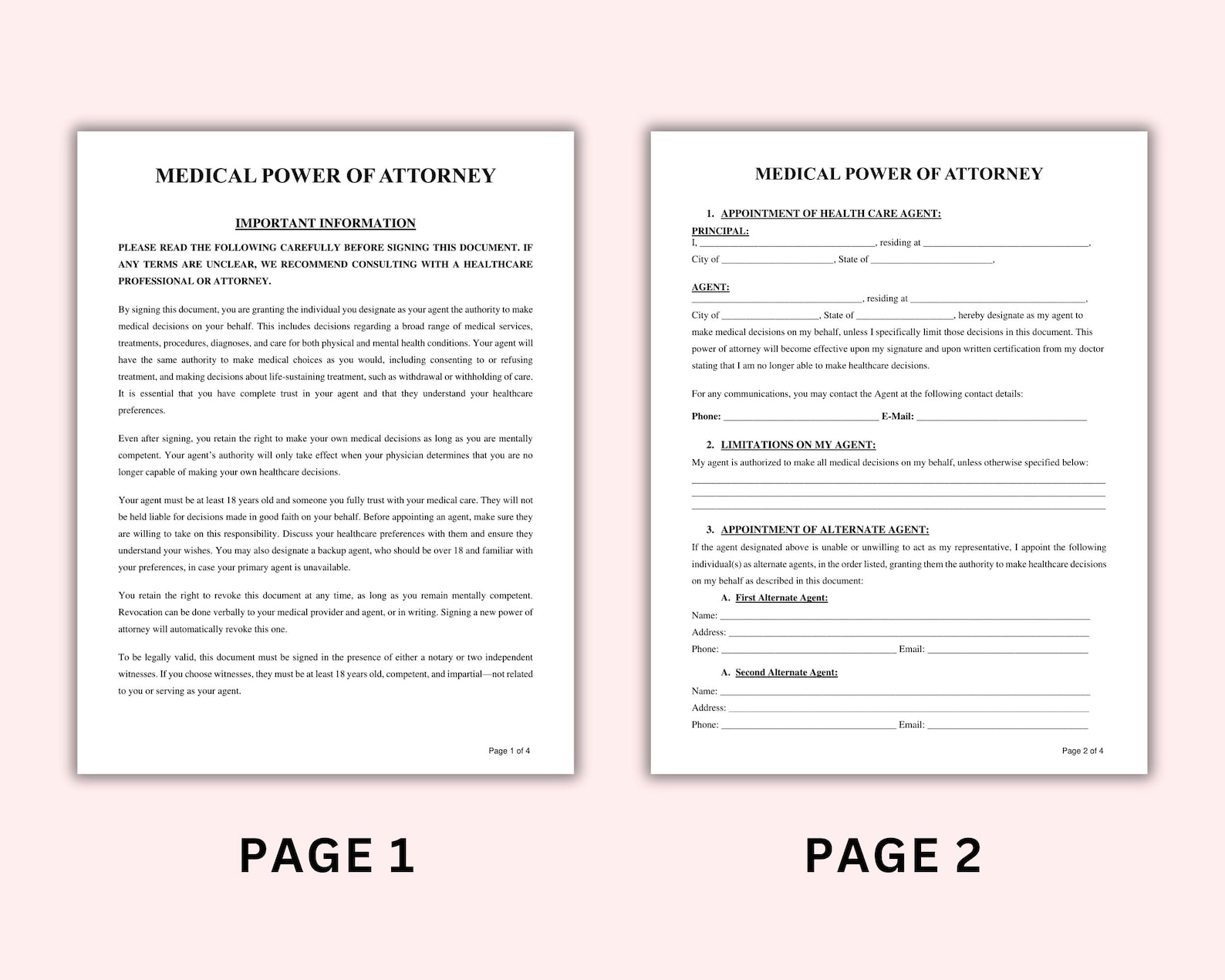Printable Medical Power of Attorney Form. Medical Power of Attorney ...