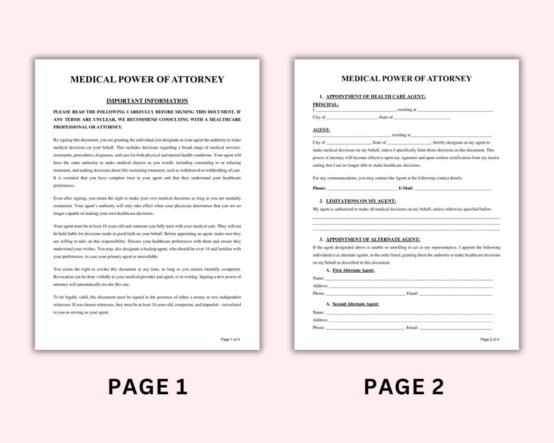 Medical Power of Attorney Template Printable, Medical Power of Attorney ...