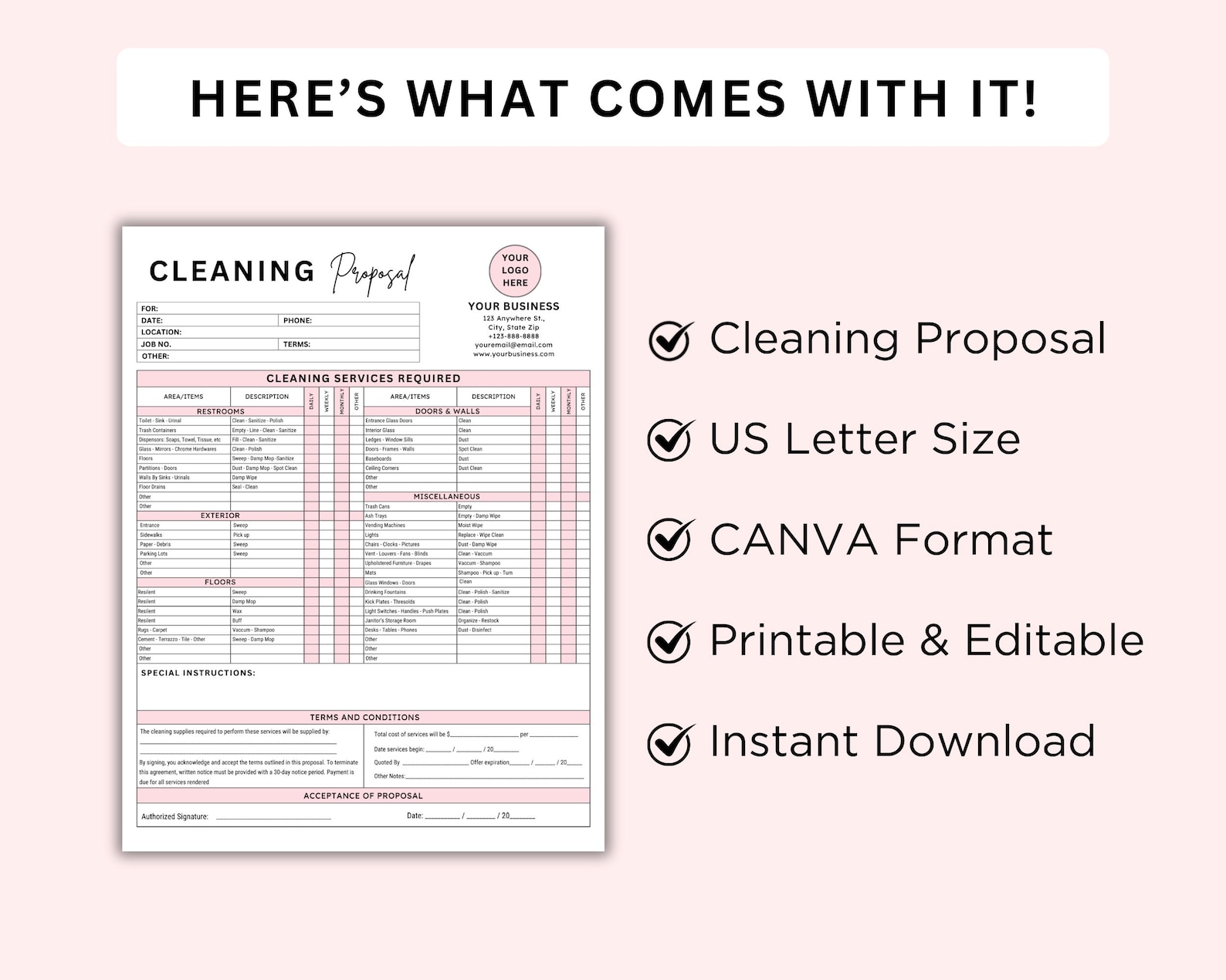 Cleaning Service Proposal Template Editable. Cleaning Business Proposal ...