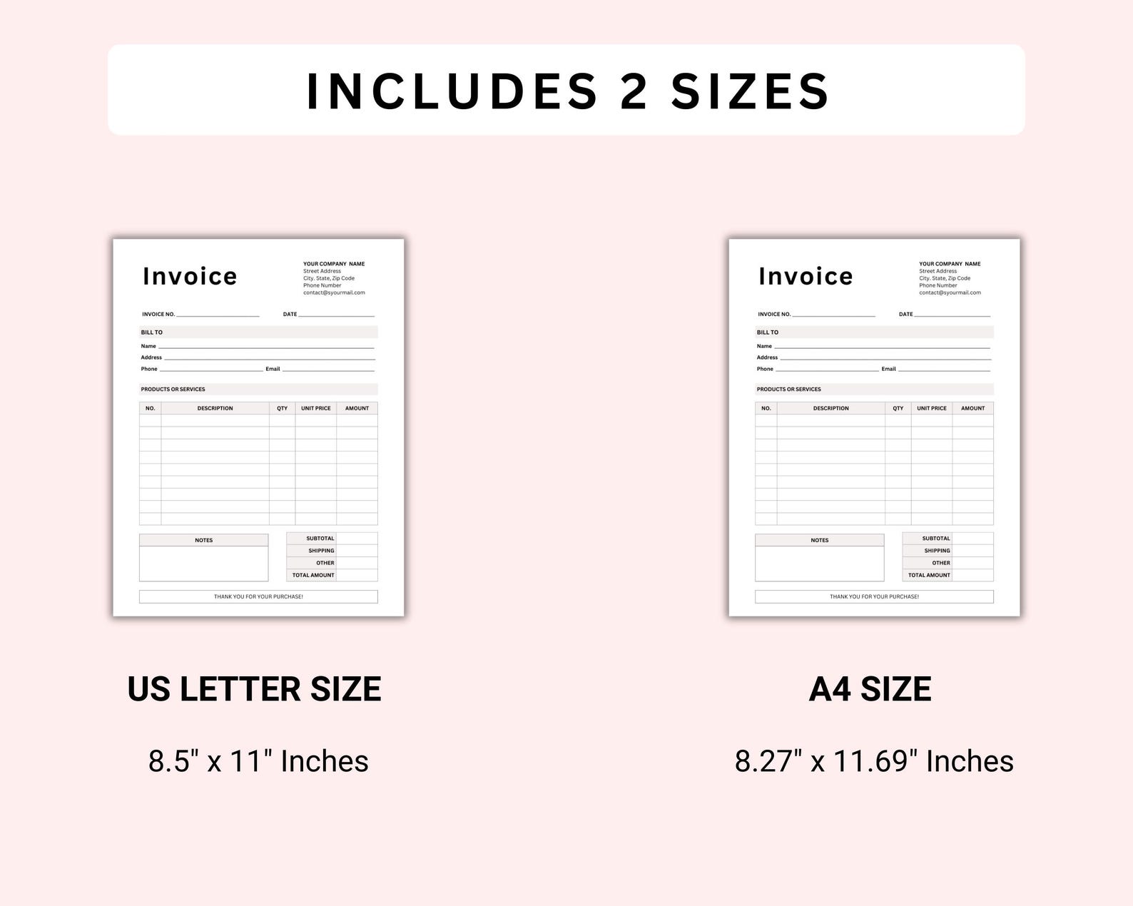 Invoice Template Canva, Professional Business Invoice, Modern Printable ...