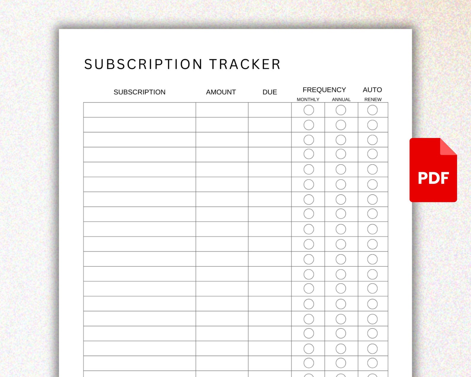 Subscription Tracker Printable PDF. Membership Tracker. Subscription ...