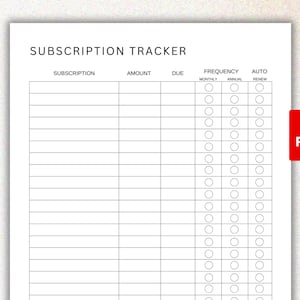 Subscription Tracker Printable PDF. Membership Tracker. Subscription Checklist. Expense Tracker ...