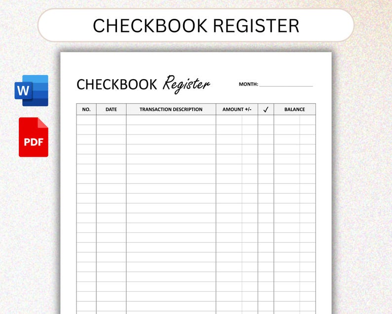 Checkbook Register Printable, Finance Tracker, Expense & Transaction ...