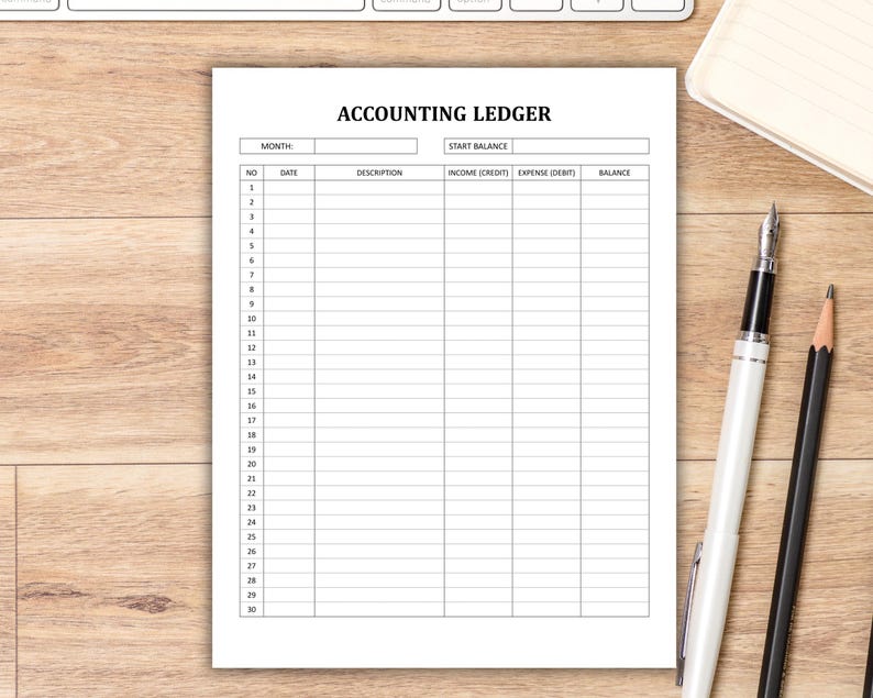 Printable Accounting Ledger, Small Business Expense Tracker, General ...